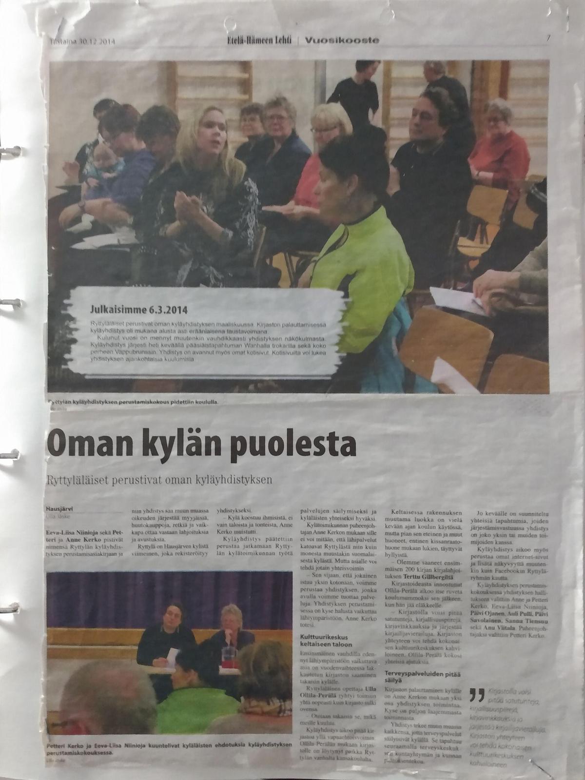 Miksi perustimme Ryttylän kyläyhdistyksen 10 vuotta sitten? - 23.2.2024 - Ryttylän kyläyhdistys ry